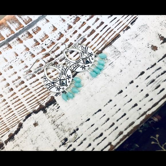 bohemian rose | Jewelry | Handmade Tiffany Blue Bohemian Silver Earrings Nwt | Poshmark